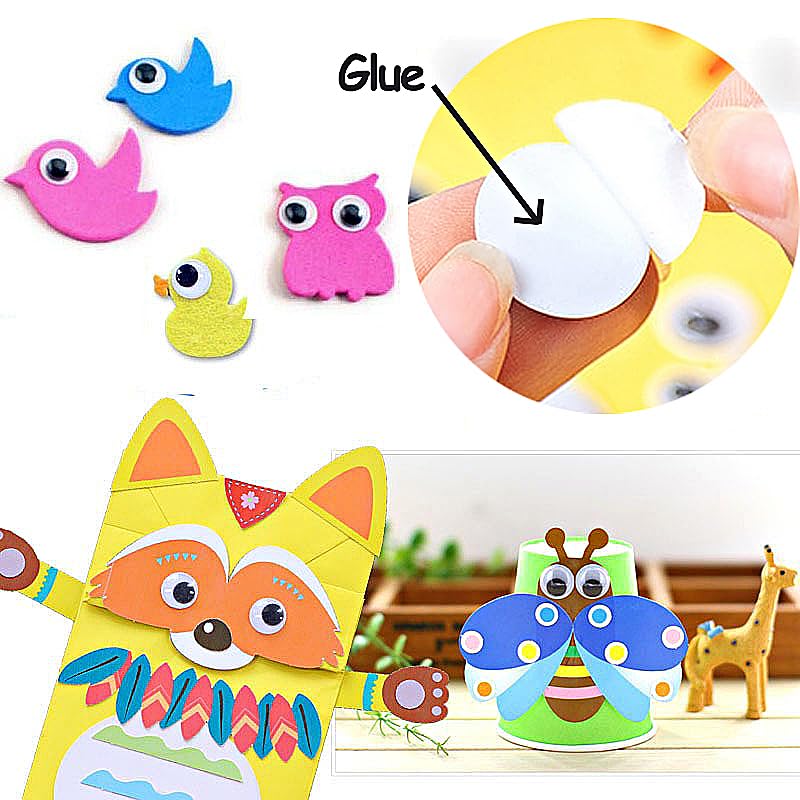 Vivixin Googly Eyes Self Adhesive 300pcs, Black Plastic Wiggle Googly Eyes for Crafts, Wiggle Googly Eyes, Large Googly Eyes Sticker for DIY (12mm)