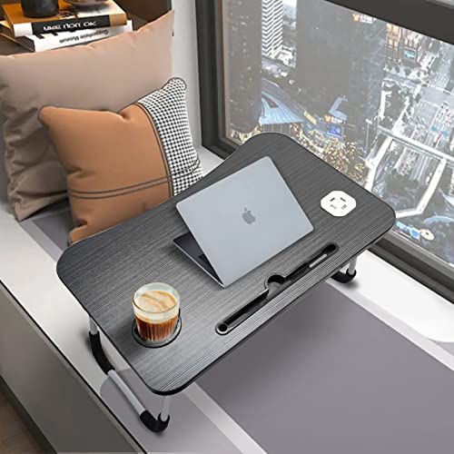 Lap Desk Laptop Bed Desk Portable Foldable Laptop Tray Table with USB Charge Port/Cup Holder/Storage Drawer, Laptop Bed Stand for Bed/Couch/Sofa Working, Reading