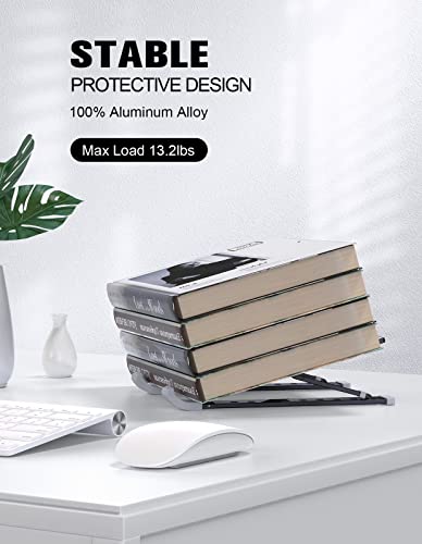 RIWUCT Laptop Stand for Desk, 9-Levels Adjustable Ergonomic Laptop Riser Holder, Aluminum Foldable Portable Computer Notebook Stand Compatible with MacBook, Air, Pro All Laptops 10-15.6β (Black)