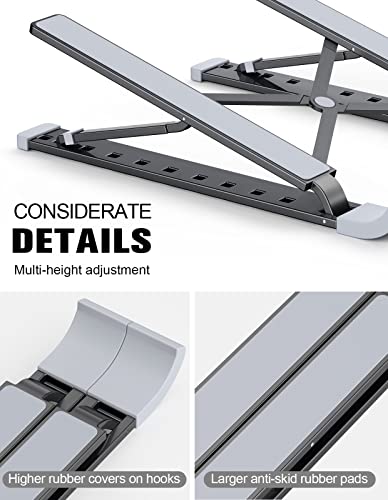 RIWUCT Laptop Stand for Desk, 9-Levels Adjustable Ergonomic Laptop Riser Holder, Aluminum Foldable Portable Computer Notebook Stand Compatible with MacBook, Air, Pro All Laptops 10-15.6β (Black)