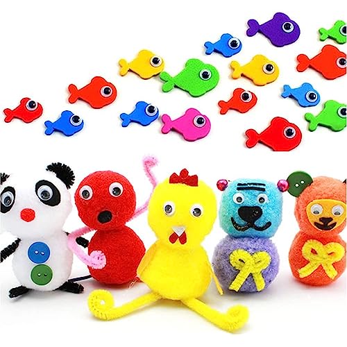 Vivixin Googly Eyes Self Adhesive 300pcs, Black Plastic Wiggle Googly Eyes for Crafts, Wiggle Googly Eyes, Large Googly Eyes Sticker for DIY (12mm)