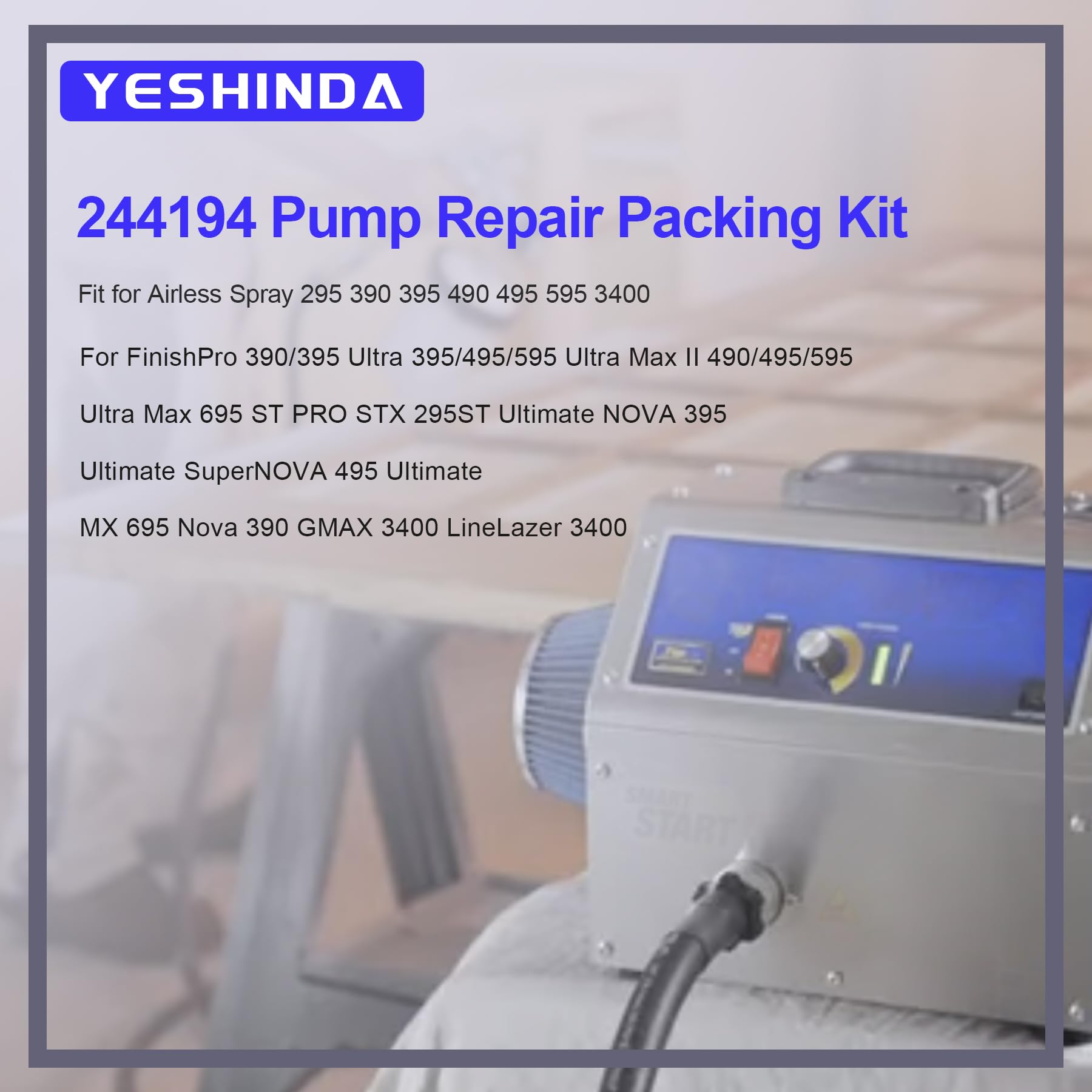 YESHINDA 244194 Pump Repair Packing Kit Fit for Graco Airless Paint Sprayer 295 390 395 490 495 595 3400 Paint Spray Guns