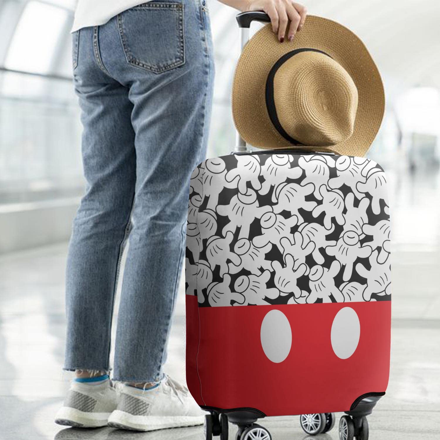 dicilly Luggage Protector Cover Washable Mouse Hands gesture Suitcase Cover Baggage Covers Fit 22-24 Inch Luggage (Go Travel)