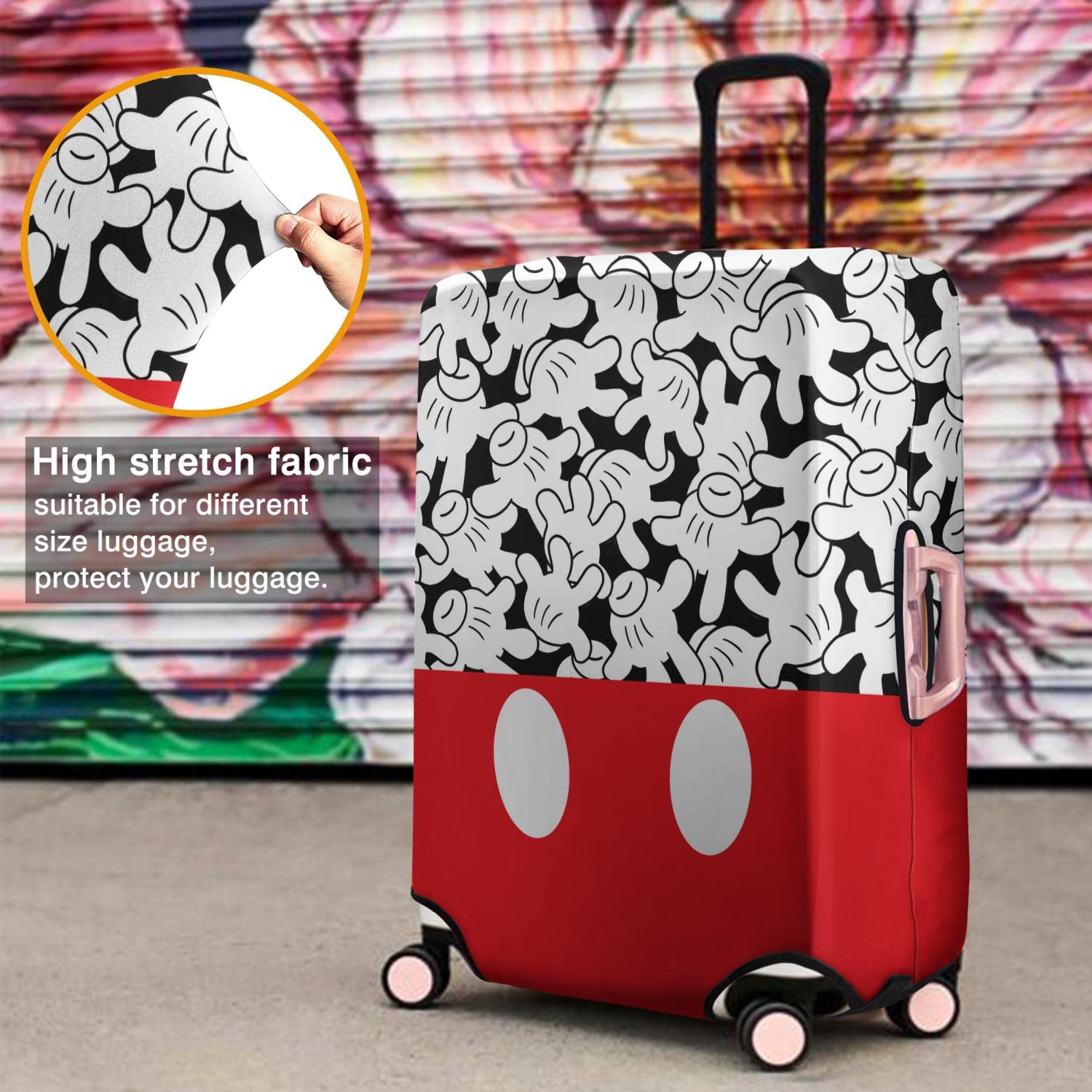 dicilly Luggage Protector Cover Washable Mouse Hands gesture Suitcase Cover Baggage Covers Fit 22-24 Inch Luggage (Go Travel)