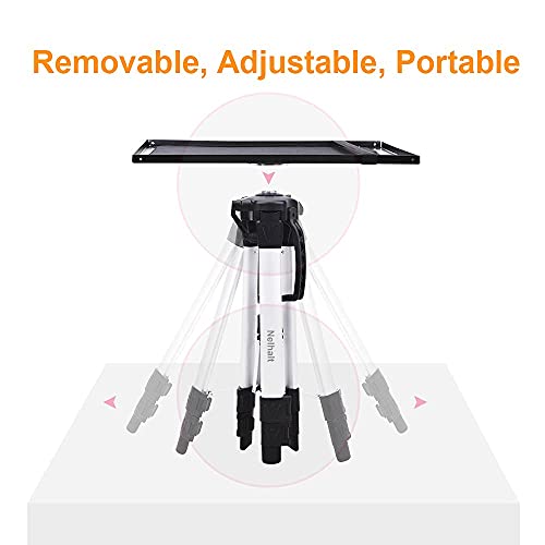 Nelhalt Projector Stand, 17 to 48 inch Adjustable Height, Foldable Aluminum Alloy Tripod Stand with Mouse Pad and Ball Head for Laptop Computer DJ Equipment Holder(Silver)