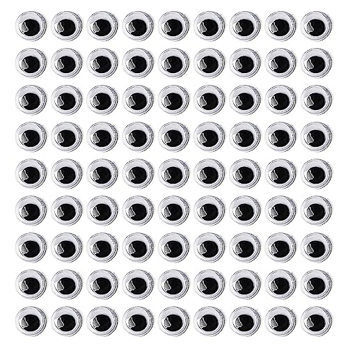 Vivixin Googly Eyes Self Adhesive 300pcs, Black Plastic Wiggle Googly Eyes for Crafts, Wiggle Googly Eyes, Large Googly Eyes Sticker for DIY (12mm)