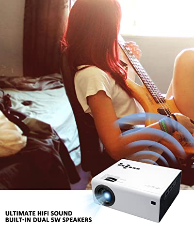 Projector,Native 1080P HD Projector,200" Display & 25% Zoom, Video Projector Compatible with TV Stick/PC/USB/Smartphone,Mini Portable Projector for Home Cinema& Outdoor Movie