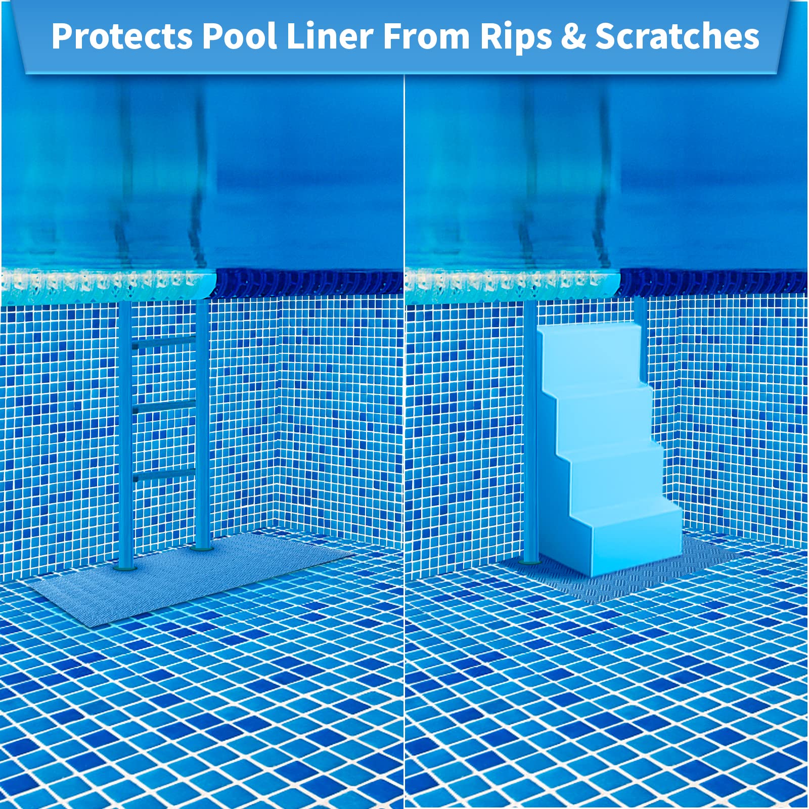 Pool Ladder Mat, Pool Liner Protective Ladder Pad, Pool Ladder Mat for Above Ground Pools, Non-Slip Pool Mats for Pool Bottom/Deck/Stairs/Step/Floor, Swimming Pool Accessories, 36 X 17 inch