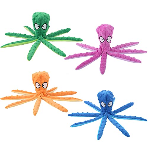 oAutoSjy 2pcs Plush Squeaky Dog Toy No Stuffing Octopus Duck Pet Toy for Small Medium and Large Dogs Crinkle Dog Toy Indoor Pet Interactive Toy Chew Toy for Biting Training Puppy Teething,Purple