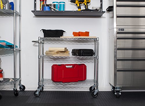 TRINITY EcoStorage Heavy Duty 3 Tier Rolling Cart for Kitchen Organization, Garage Storage, Commercial and Industrial Use, NSF Certified, 800 Pound Capacity, 40.25β by 36β by 18β, Chrome