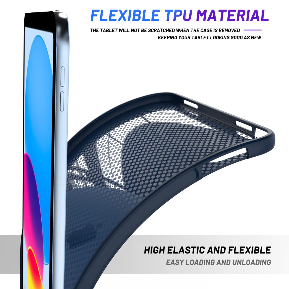 iPad 10th Generation Case, Slim Light Soft TPU Side Corner Protective Cover Case for iPad 10th Generation 10.9 Inch (2022 Model), Navy