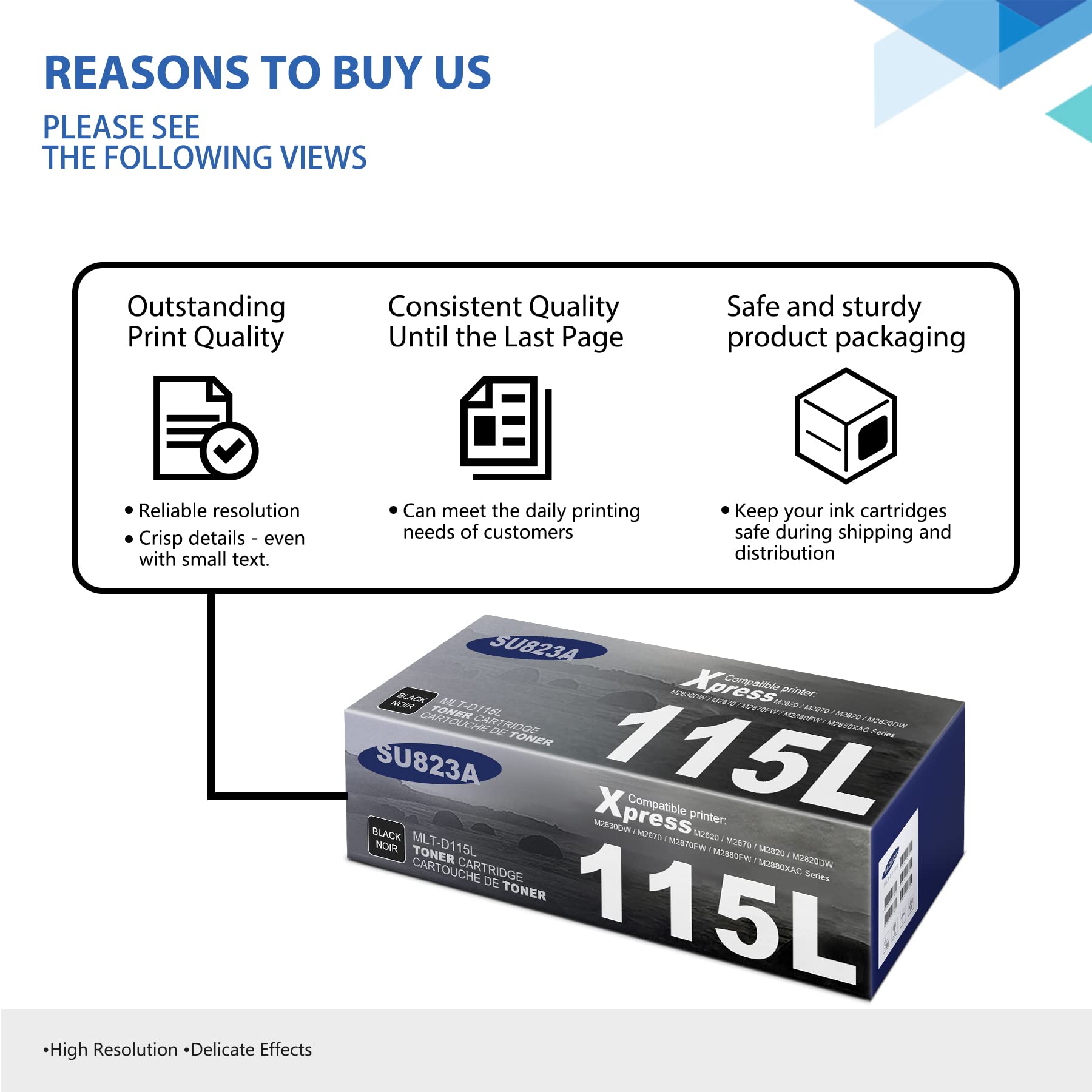 SU823A MLT-D115 Black High Yield Toner Cartridge 1-Pack, MLTD115L Toner Cartridge Replacement for MLT-D115L High Capacity for Xpress M2620, M2670, M2820DW, M2830DW, M2870, M2870FW, M2880FW Printer