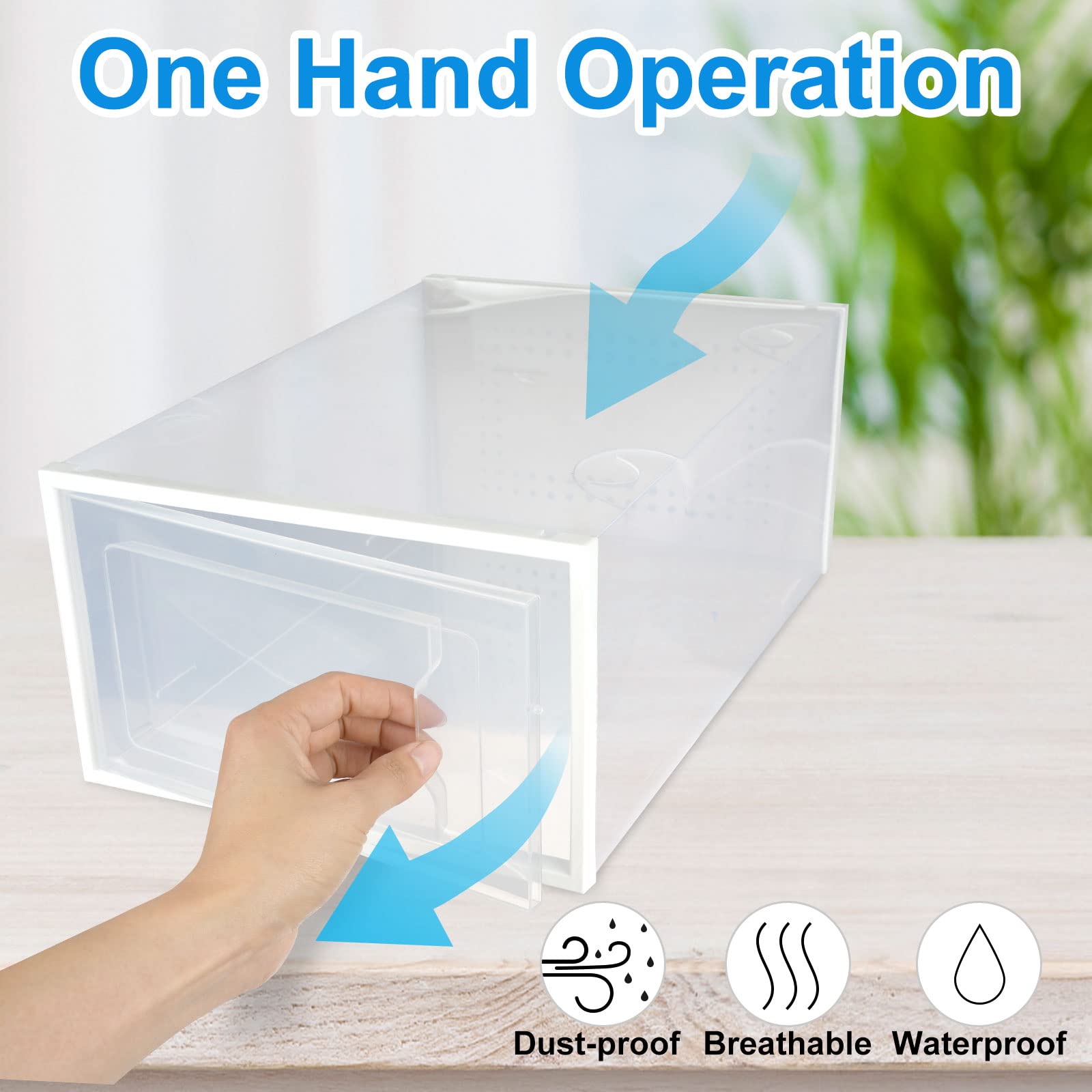 KuMers Clear Shoe Organizer Boxes, 12 Pack Plastic Stackable Shoe Boxes Multifunctional Shoe Storage for Closet Organizers and Storage for Men and Women (Medium)