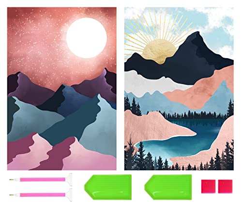 CHALKY CROWN 2 Pack 5D Diamond Painting Kits for Adults - Gem Art Diamond Paintings Packs Diamond Arts Kits Paint By Diamonds - DYI Diamond Art Painting Diamond Painting Kits for Beginner (12x16 Inch)