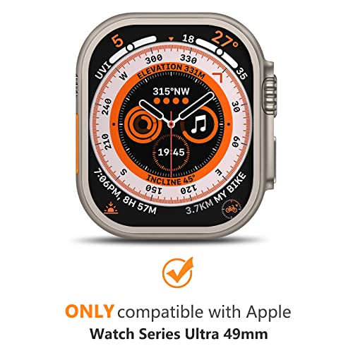 Translucent Hard Case with Band for Apple Watch Ultra 49mm, Crystal Clear Bumper with Silicone Strap for iWatch Ultra 49mm, Luxury Rugged Military Tactical Heavy Duty Protective Case for Watch Ultra.