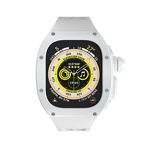 Translucent Hard Case with Band for Apple Watch Ultra 49mm, Crystal Clear Bumper with Silicone Strap for iWatch Ultra 49mm, Luxury Rugged Military Tactical Heavy Duty Protective Case for Watch Ultra.
