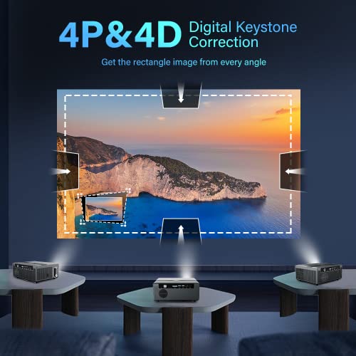 4K Projector 800 ANSI Lumen,Native 1080P 5G WiFi Bluetooth Projector,Full HD LCD Smart Wireless Projector 12000LM with Android 9.0 RJ45 Apps HDMI USB for Home Cinema Outdoor Movie Office iOS Windows