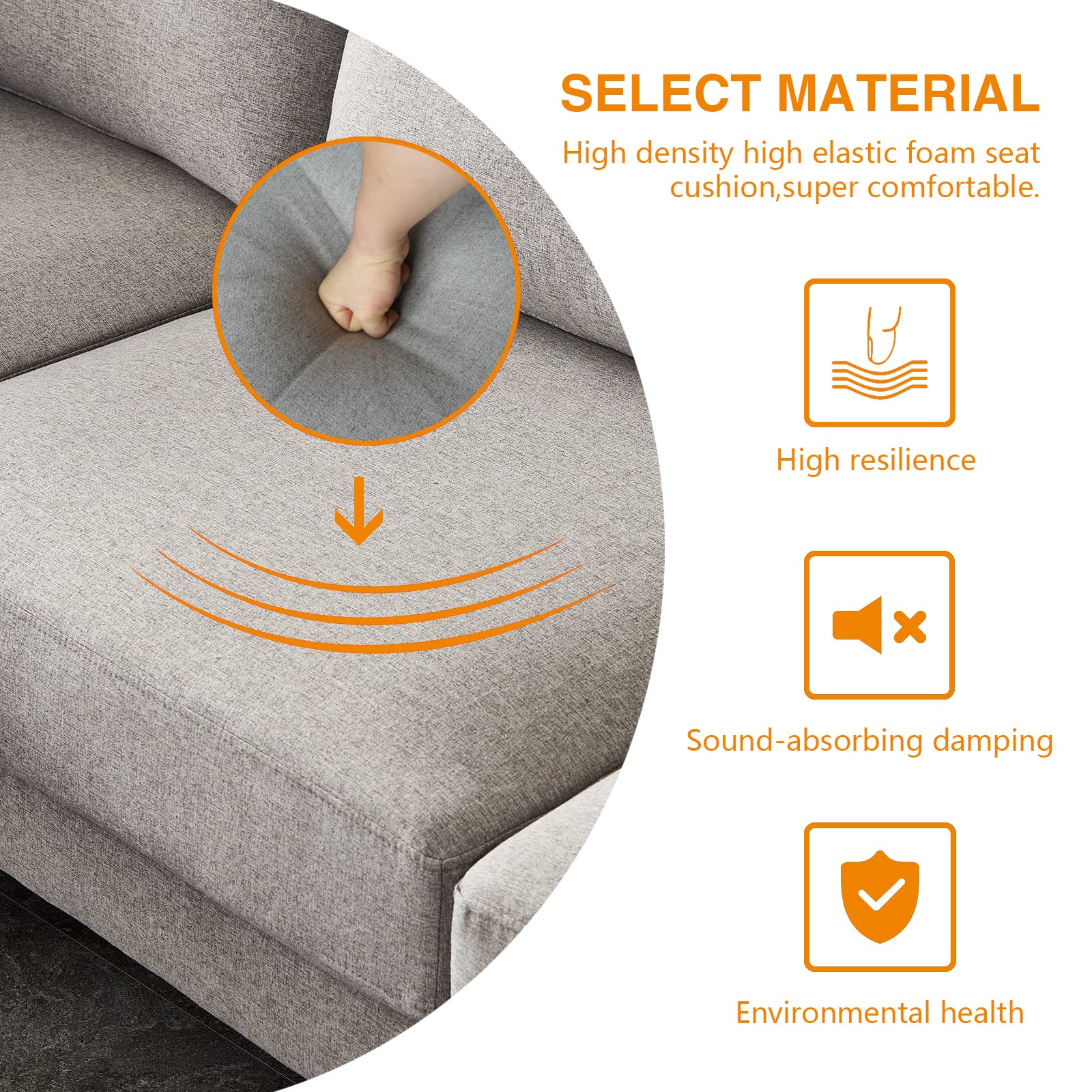 LCH Convertible, L Shaped Reversible Chaise, Sectional Sofa Couch for Small Space, Grey