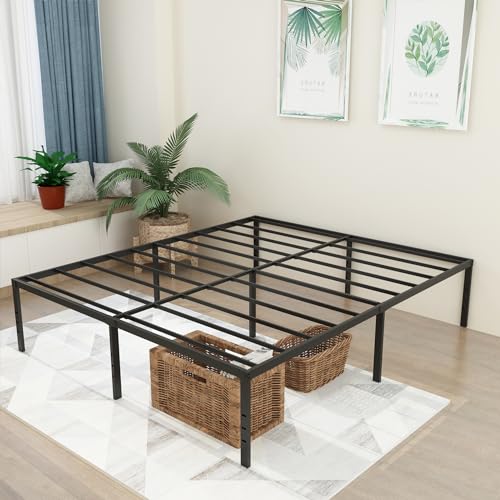 caziwhave Full Size Bed Frame 14 Inch High Max 3500 lbs Heavy Duty Metal Mattress Foundation Platform Bed Frame Full Sturdy Steel Slat Support No Box Spring Needed Easy to Assembly Non Slip