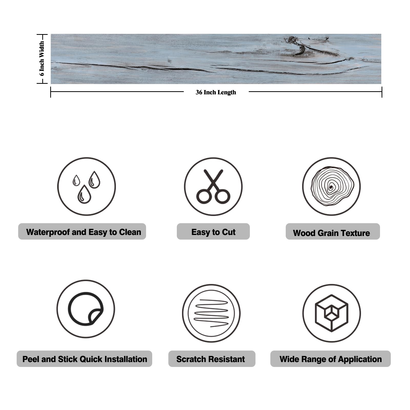 CHIHUT 6"x36" Waterproof Vinyl Flooring Planks Blue Peel and Stick Vinyl Flooring Self Adhesive Wood Grain Vinyl Floor Tile for Bathroom Kitchen RV DIY Flooring 16 Pack Laminate Flooring Planks