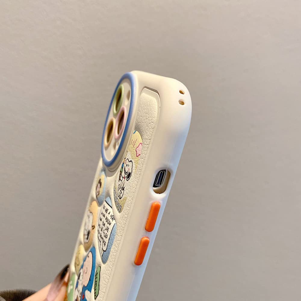 aartvark tees Compatible with iPhone 13 Pro Max Cute Case, TPU Leather Phone Emboss Cartoon case Soft Rubber Shockproof Protective for iPhone 13 Pro Max Case Cover for Women Girls (White Puppy)