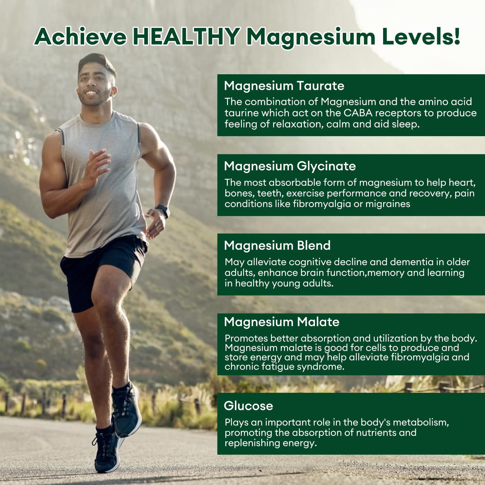 M inch Magnesium Complex Capsules 500MG Blend with Glycinate L-threonate Taurate Malate and Glucose - 90