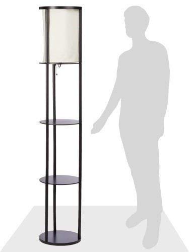 Adesso 3117-01 Stewart 62.5" Round Floor Lamp β Lighting Fixture with Storage Shelves, Smart Switch Compatibility Lamp. Home Decor Accessories,Black Base Finish