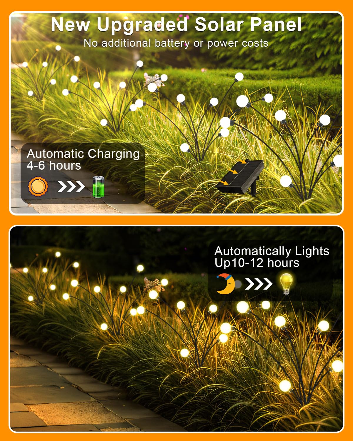 AURPUKAR Solar Garden Firefly Lights - 4 Pack New Upgraded Solar Lights for Outside, 8 Modes Remote Control & Waterproof, Powered Light Outdoor for Yard, Landscape, and Pathway Decorations, Black