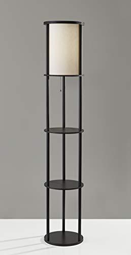 Adesso 3117-01 Stewart 62.5" Round Floor Lamp β Lighting Fixture with Storage Shelves, Smart Switch Compatibility Lamp. Home Decor Accessories,Black Base Finish
