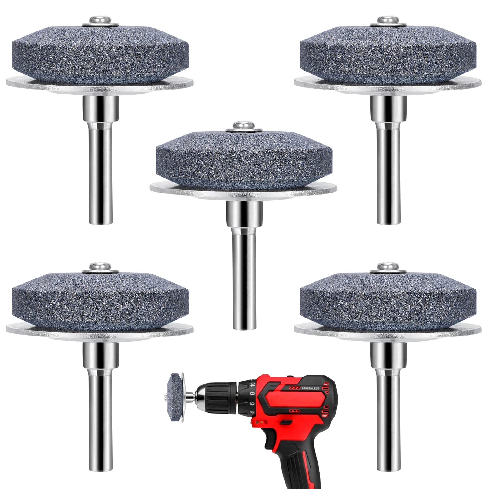 cenoz Lawn Mower Blade Sharpener with Steel Backing 5 Pack, 【New】 Lawnmower Dull Blade Sharpener, Universal Multi-Sharp Rotary Lawn Mower Blade Sharpener, and Free Balancer for Any Power Hand Drill