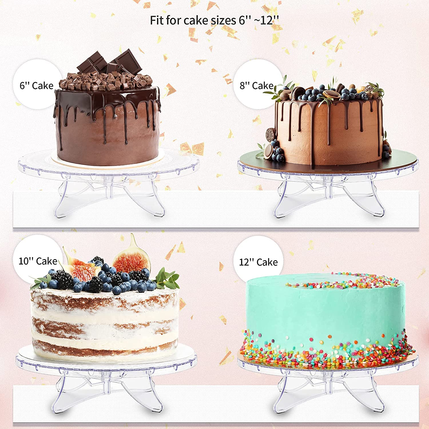 Pack of 11 NWK Dessert Stand Set, 12inch Cake Stand + 2X Large 2-Tier Cupcake Stands + 2X Large 3-Tier Cupcake Stands + 4 x Appetizer Trays +2 x Cake Pop