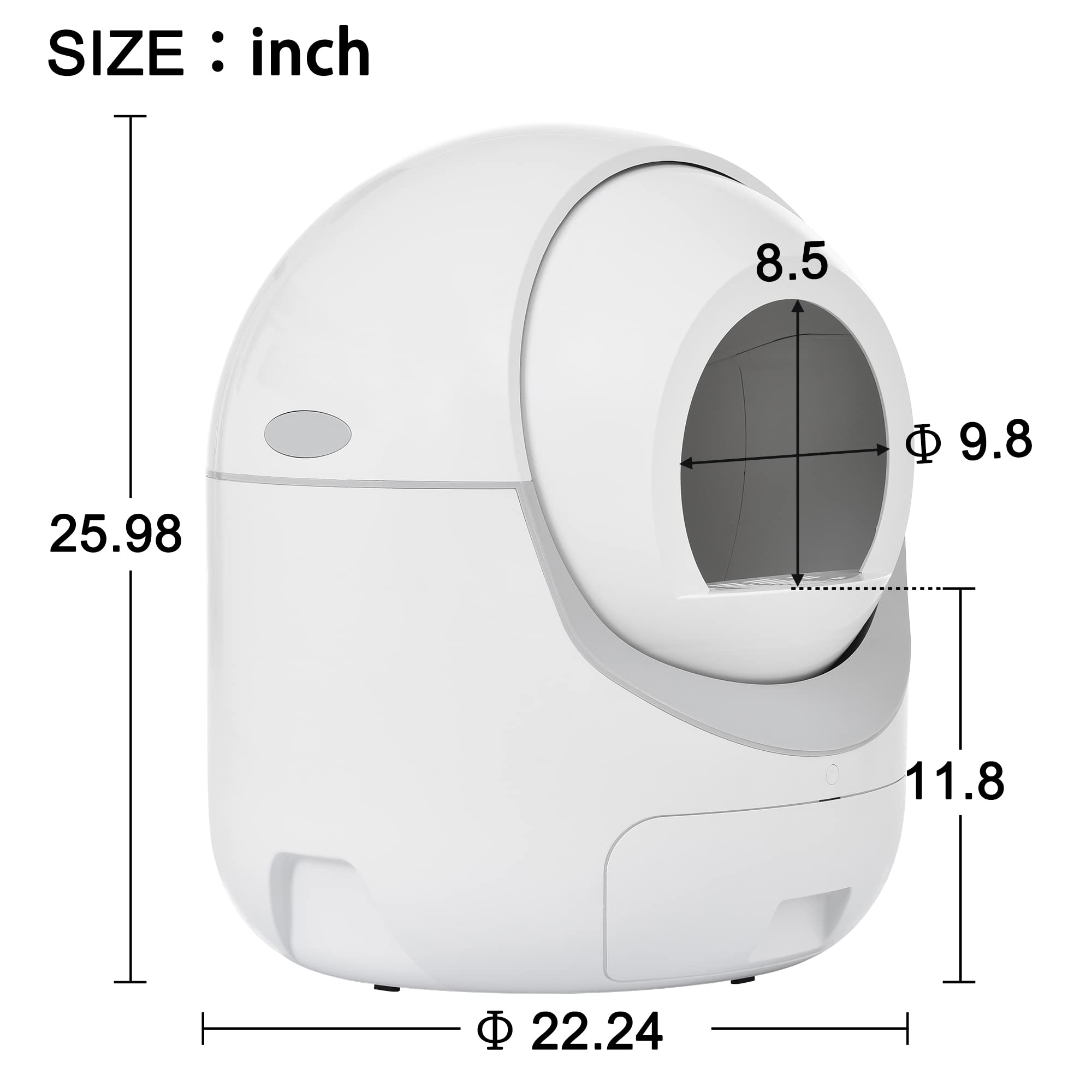Self-Cleaning Cat Litter Box, Large Automatic Cat Litter Box for Multiple Cats, Cat Robot Litter Box with Cover, APP Control Smart Cat Litter Box with Garbage Bags/Brush, Smart Health Monitor