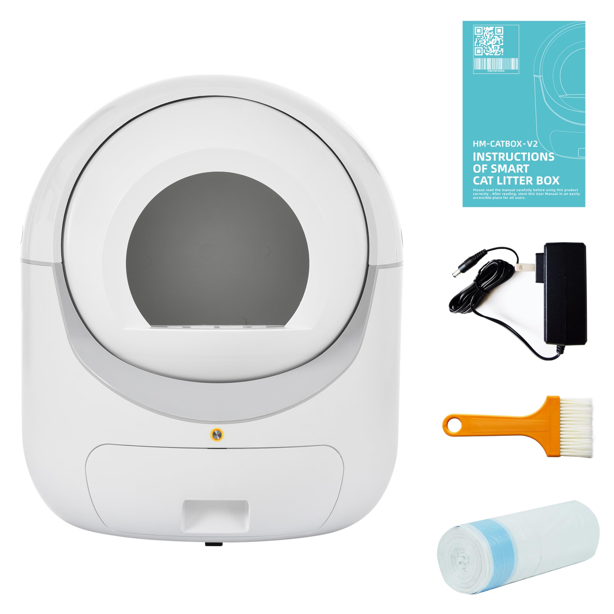 Self-Cleaning Cat Litter Box, Large Automatic Cat Litter Box for Multiple Cats, Cat Robot Litter Box with Cover, APP Control Smart Cat Litter Box with Garbage Bags/Brush, Smart Health Monitor