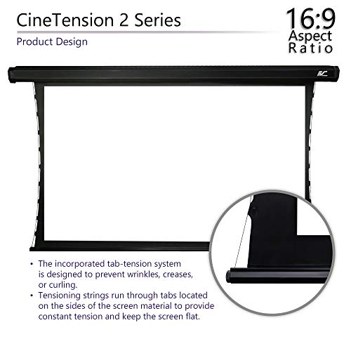 Elite Screens CineTension 2, 100-inch Diagonal 16:9, 4K/8K Tab-Tensioned Electric Drop Down Projection Projector Screen, TE100HW2