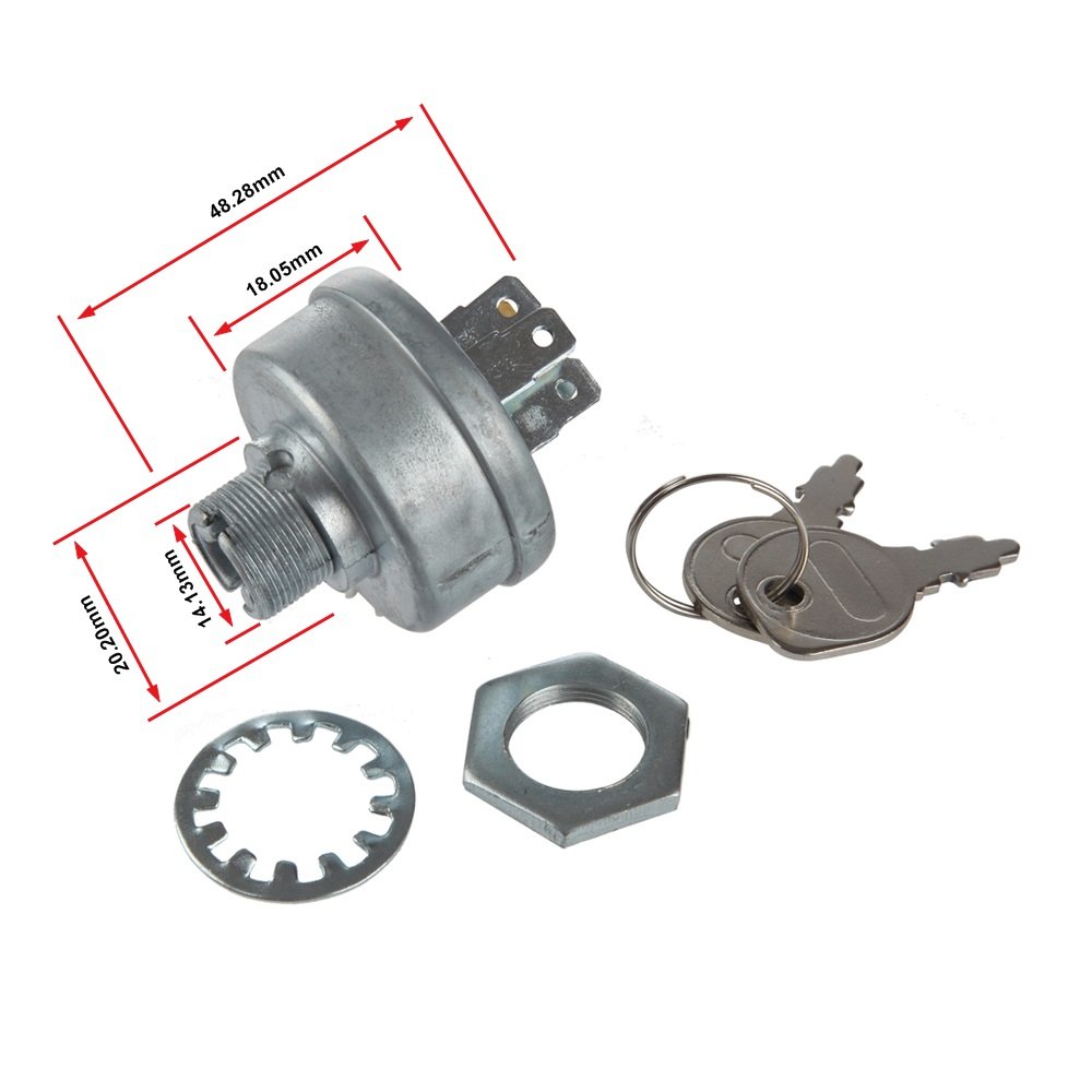Larbi Universal Riding Lawn Tractor Mower Parts & Accessories Craftsman Riding Mower Ignition Starter Switch with 3 Position 5 Connection termials 2 Keys