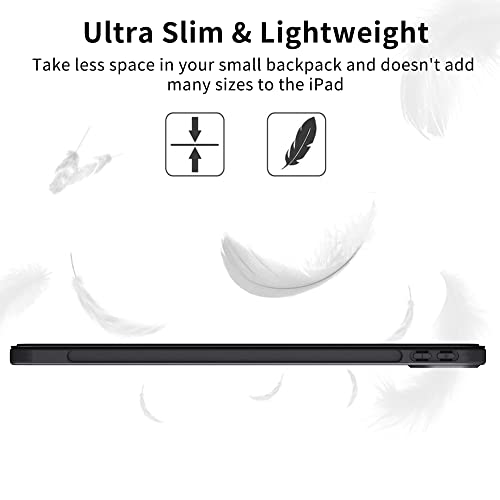 ProtUTab iPad Air 5th Generation Case 2022 / iPad Air 4 th Generation Case 2020 10.9-inch, Auto Wake&Sleep Slim Trifold Stand TPU Back iPad Air Case, Lightweight iPad Air 5th Gen Case, Black