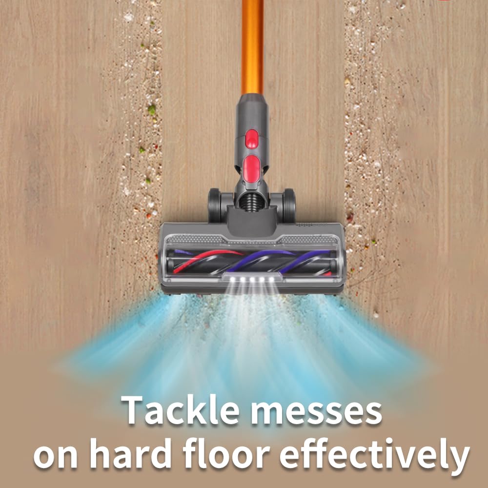 Laymi Hardwood Floor Attachment for Dyson V7 V8 V10 V11 V15 SV10 SV12 SV14 Animal Absolute Vacuum Cleaners with LED Headlights, Bristle Roller Brush Head Replacement Parts