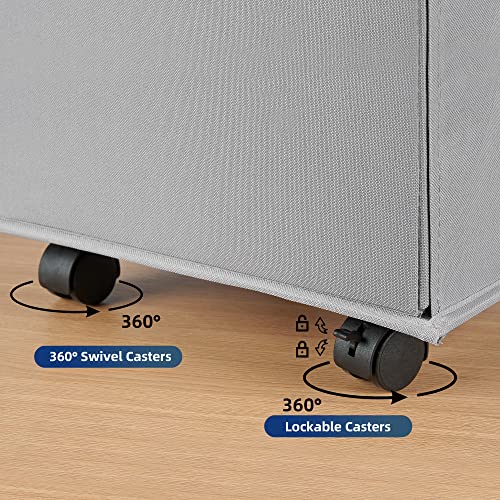 YOHOM Rolling Storage Cart with Fabric Drawers, Under Desk Filing Bin 3 Drawer Home Office Organizer Multi-Functional Storage for Bedroom, Living Room Books Magazines Toys Clothes (Thin, Gray)