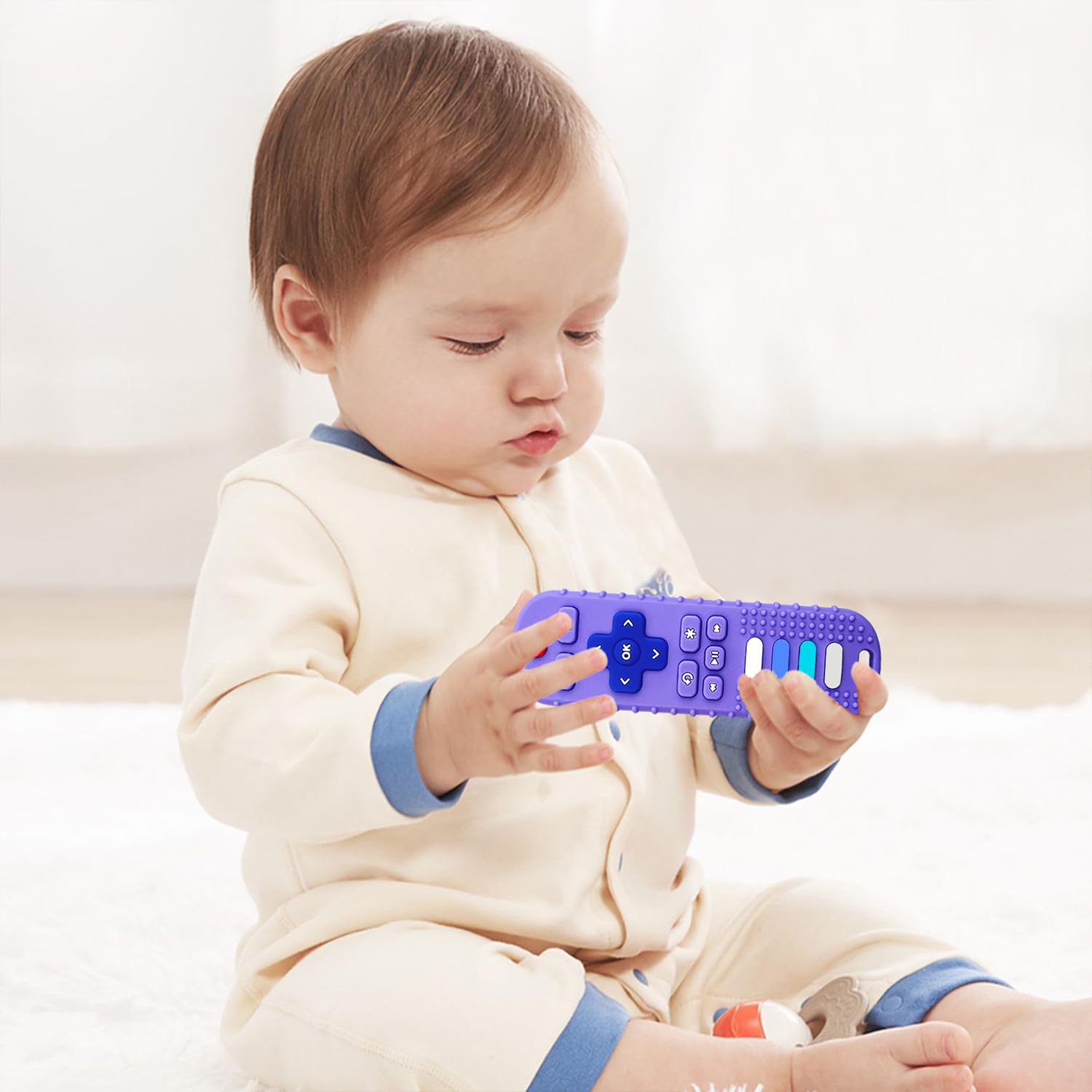 ERSIHUA 3Pcs Silicone Teething Toys, Remote Control Shape Teethers for Babies Remote Teething Toys, Silicone TV Remote Teether BPA Free/Dishwasher/Refrigerator Safe
