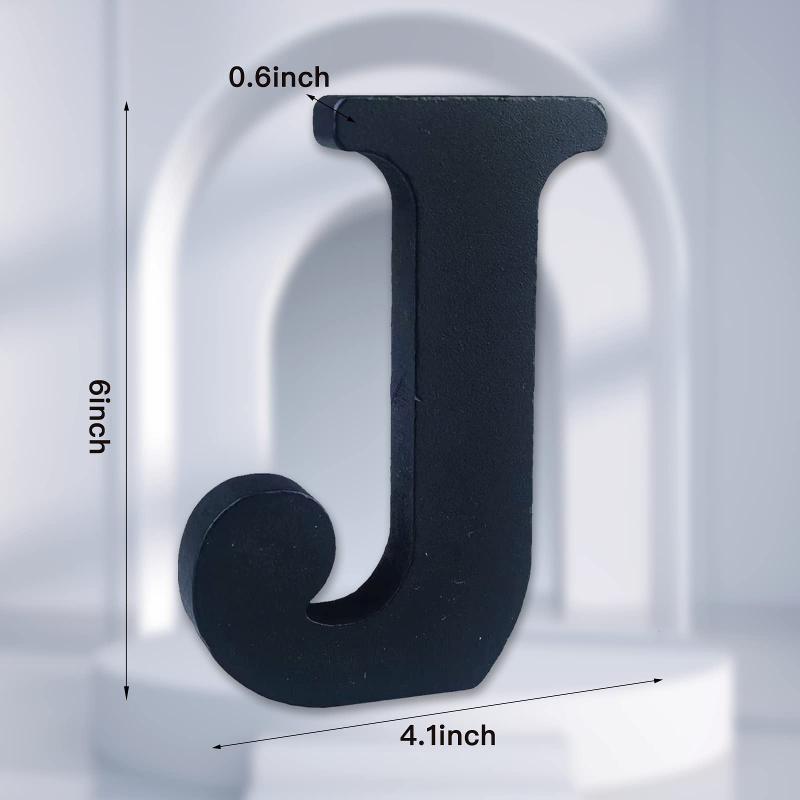 AOCEAN 6 inch Black Wood Letters Unfinished Wood Letters for Wall Decor Decorative Standing Letters Slices Sign Board Decoration for Craft Home Party Projects (J)