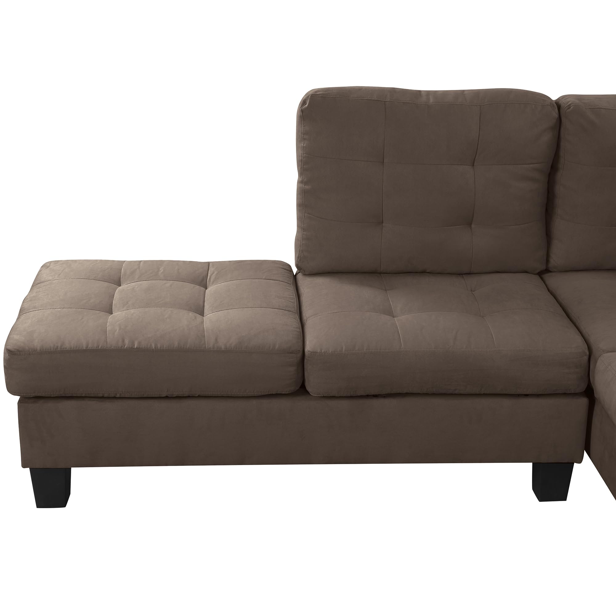 Casa Andrea Milano Modern Reversible Sectional Sofa Couch with Chaise,Brown, Large