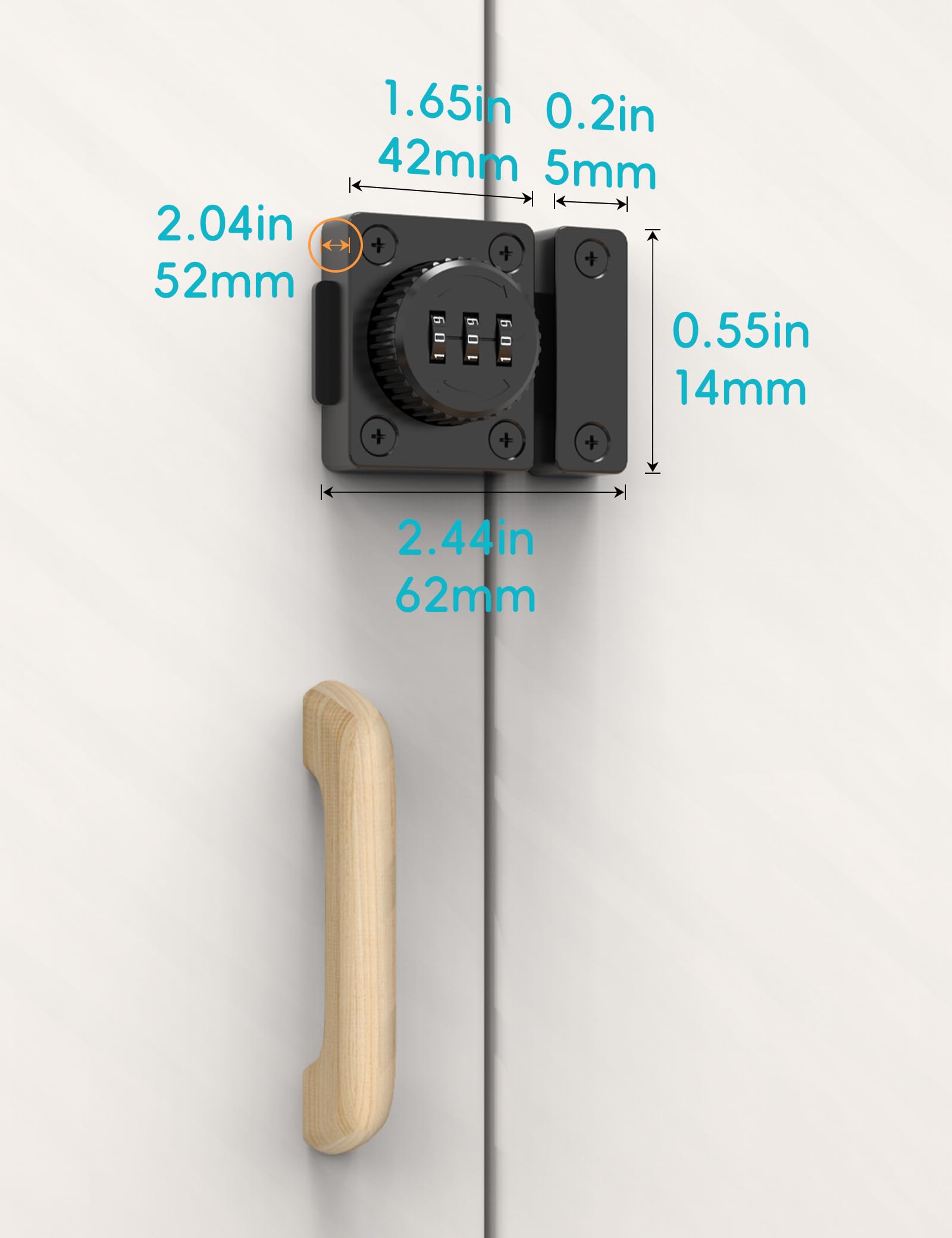 I-EASYDWW Combination Cabinet Latch, Keyless Drawer Lock, Easy to Install, Suitable for Kitchen Cabinet, Office Drawer, Wooden Furniture, One-Way Door, Etc (Black, 1 Pack)
