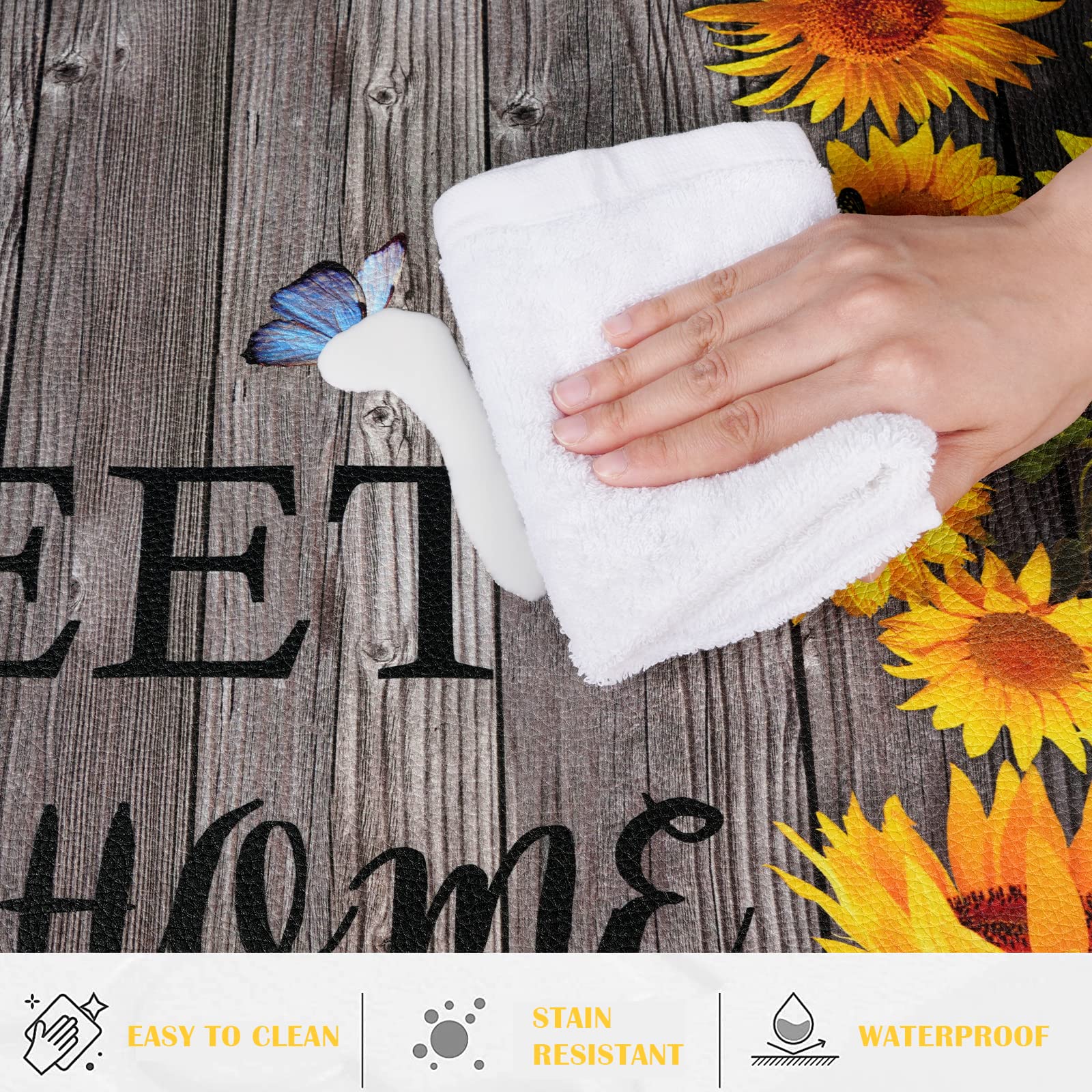 ASPMIZ 2 Piece Fall Sunflower Kitchen Mats Cushioned Anti-Fatigue Kitchen Rugs Non Slip Memory Foam Kitchen Mats and Rugs Waterproof Kitchen Floor Comfort Mats Fall Decors, 18'' x 48'' + 18'' x 30''