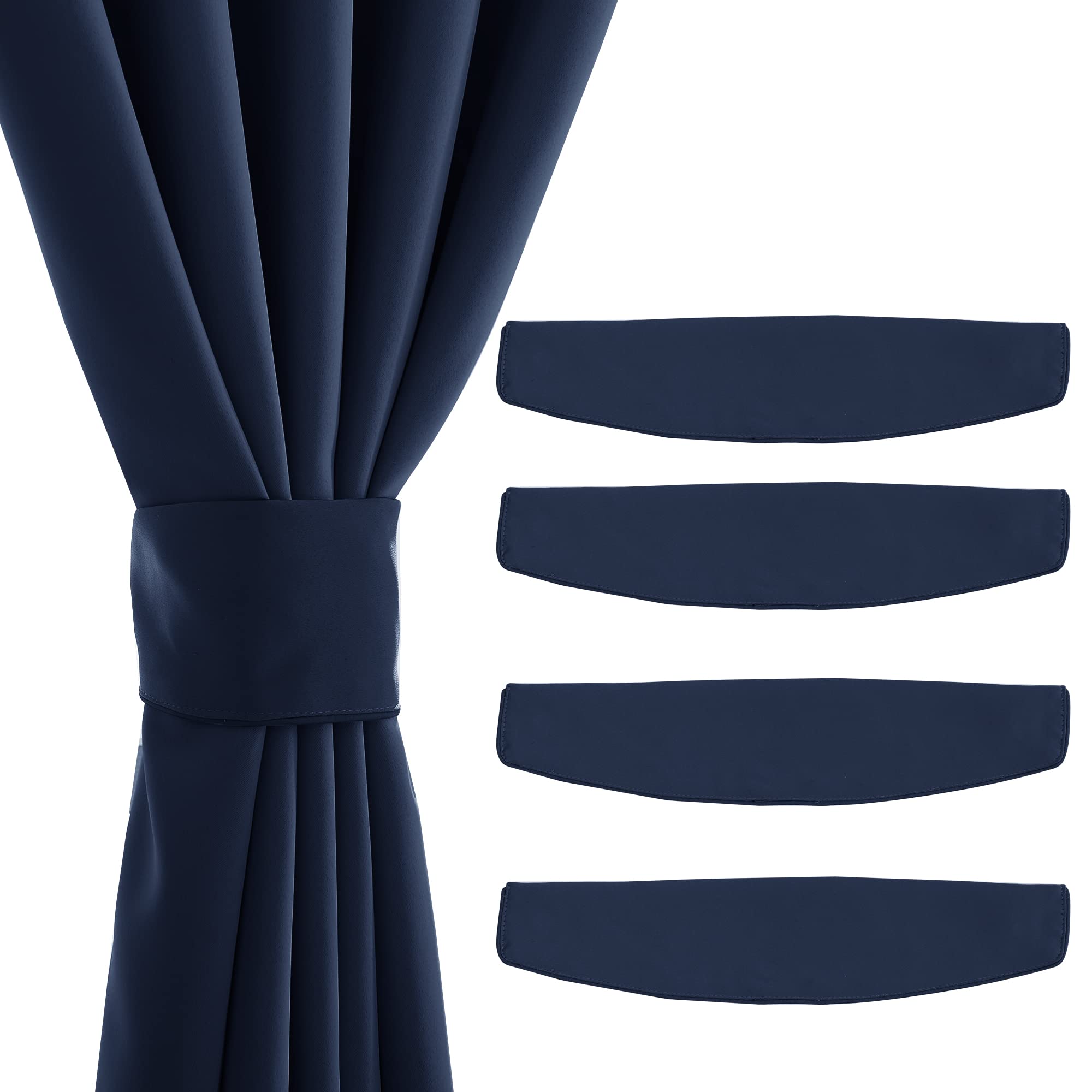 NICETOWN Strong Magnetic Curtain Tiebacks-Curtain Tiebacks for Wall No Screws Perfect of Curtains (Navy Blue, 18.5 X 4 Inches, Set of 4)