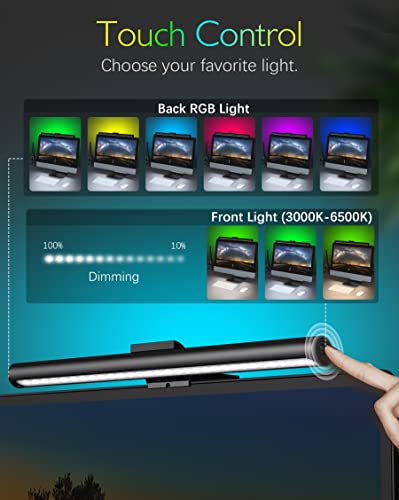 Computer Laptop Monitor Light Bar ,8W USB Working RGB Lamp , Dual Light Desk Lamp , Touch Control & Stepless Dimming & Hue Adjustment, Home Office Desk Light, Gift for Your Family and Friends