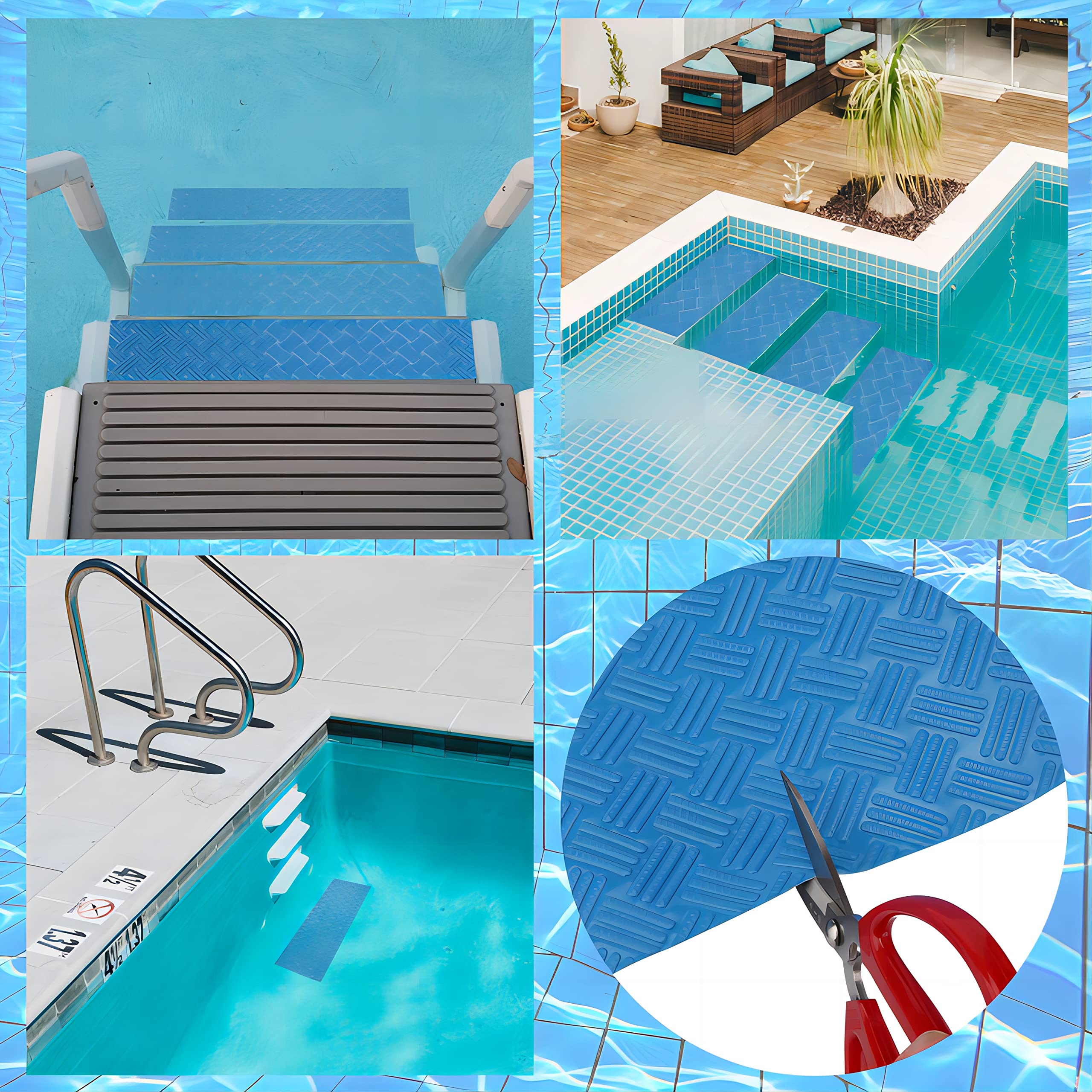 Swimming Pool Ladder Mat,Non-Slip Mat Pool Liner Protector, Swimming Pool Ladder Pad for Swimming Pool Liner and Stairs Protective (36 X 9 inch)
