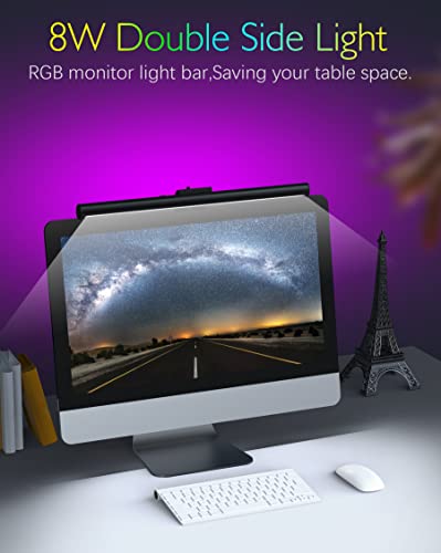 Computer Laptop Monitor Light Bar ,8W USB Working RGB Lamp , Dual Light Desk Lamp , Touch Control & Stepless Dimming & Hue Adjustment, Home Office Desk Light, Gift for Your Family and Friends