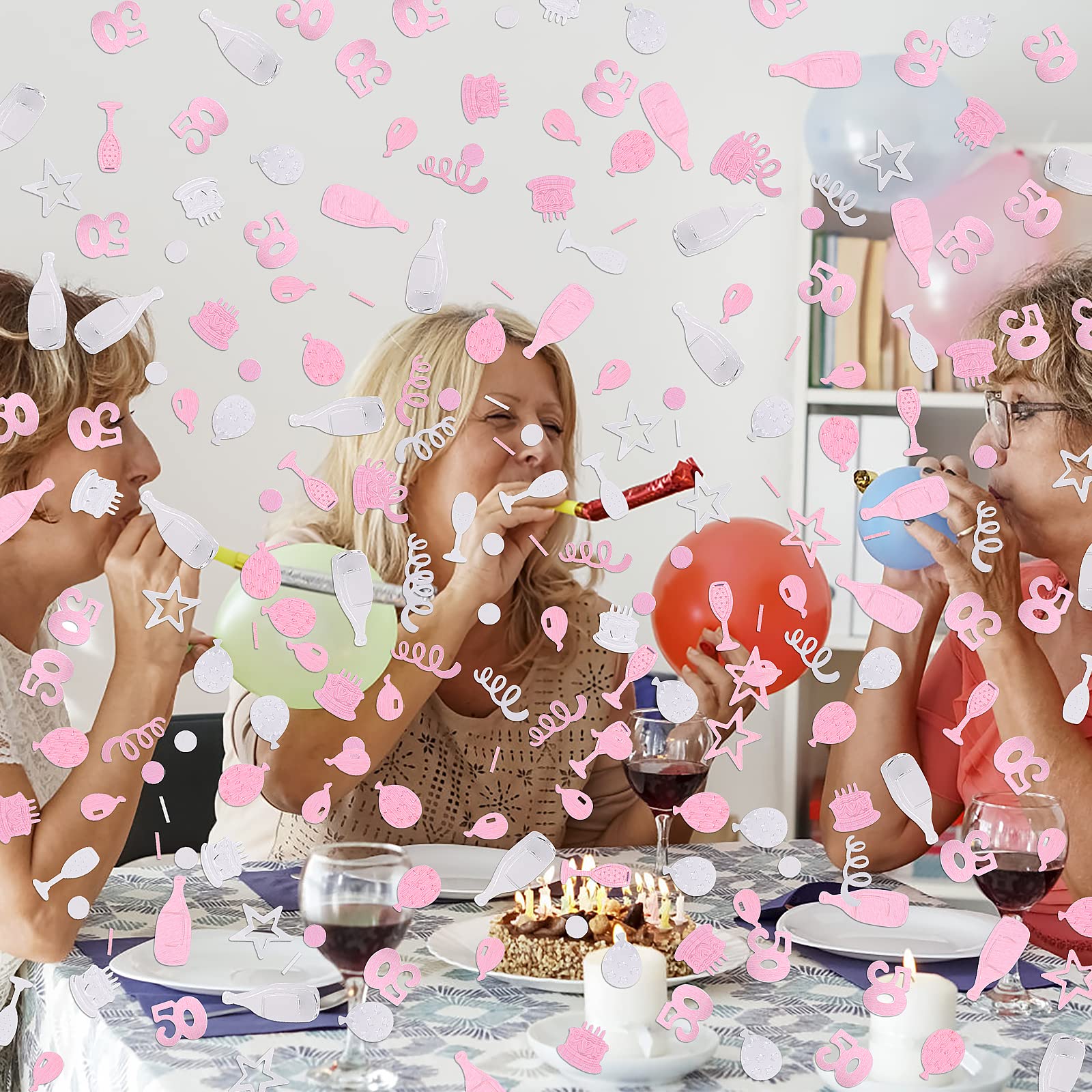 Thinp 3000 Pcs Birthday Confetti, Number 60 Happy Birthday Table Confetti Birthday Cake Confetti Pink Birthday Confetti Table Scatter Decorations for Birthday Wedding Anniversary Party Supplies (50)