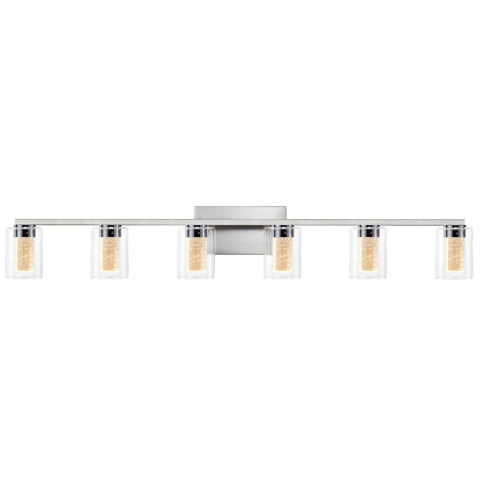 SADENICEL 6 Light Brushed Nickel Bathroom Light Fixtures, LED Vanity Lights Crystal White/Neutral/Warm Bathroom Lights Over Mirror for Bathroom, Bedroom,Living Room (6 Light)