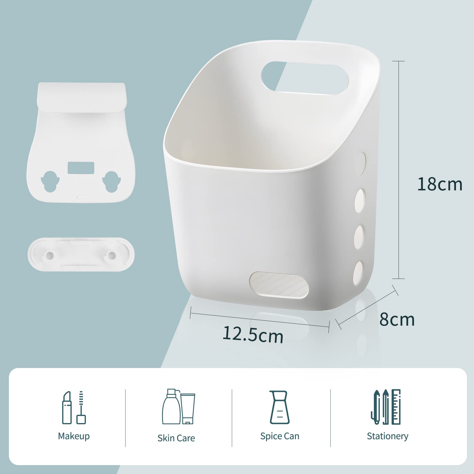 FYY Plastic Hanging Basket for Storage 3 Pack, Plastic Basket with Detachable Hook, Hanging Storage Containers Organizer Shelf for Office Bedroom Kitchen Bathroom White
